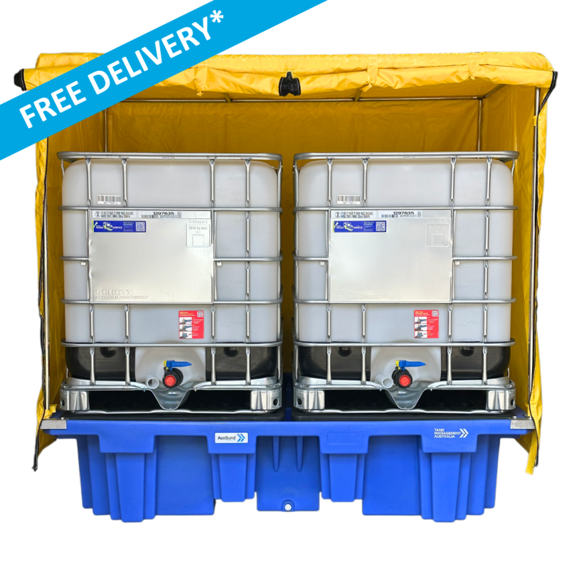 AusBund™ Double IBC Spill Containment Bund with Cover and Frame | Tank ...